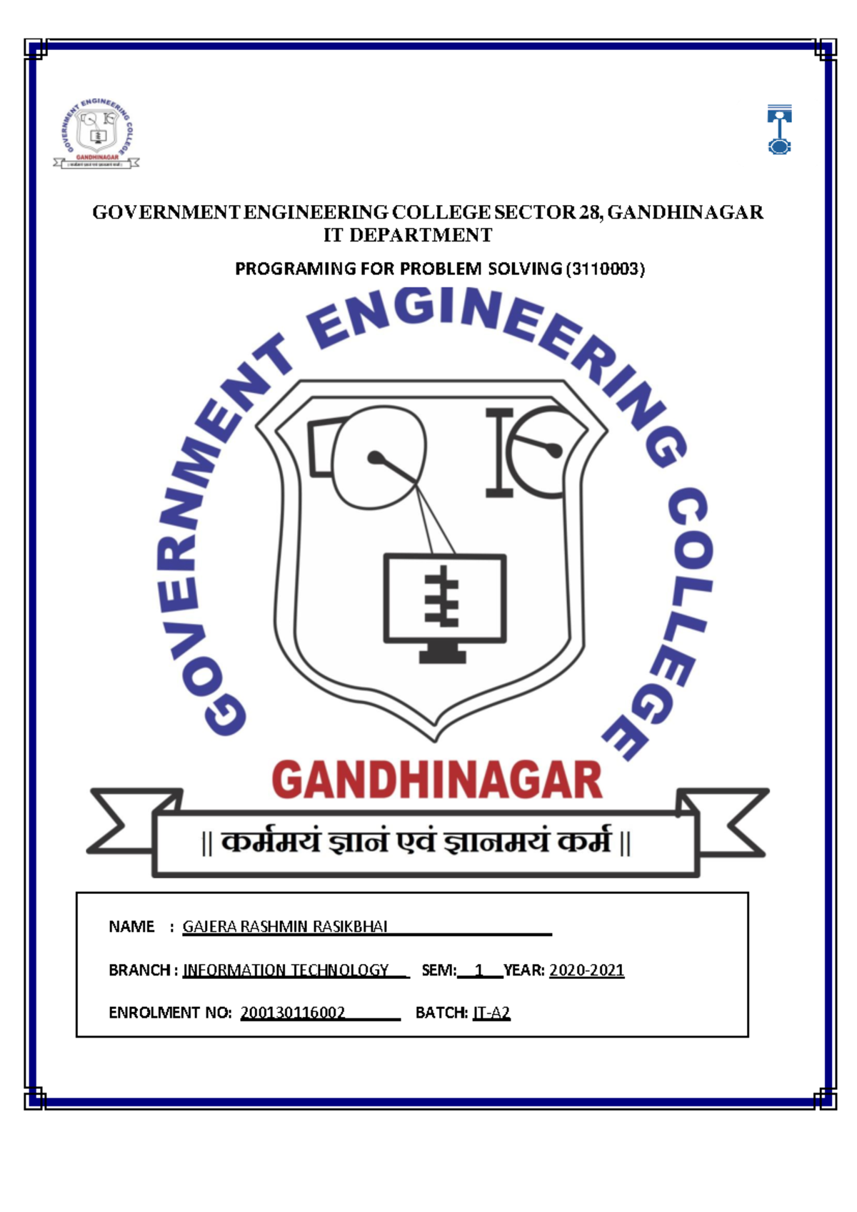 PPS Practical(1-16) assignment IT-A2 Rashmin Gajera - GOVERNMENT ...