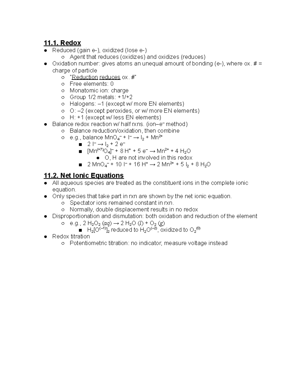 Redox and Net Ionic Equations - 11. Redox Reduced (gain e-), oxidized ...