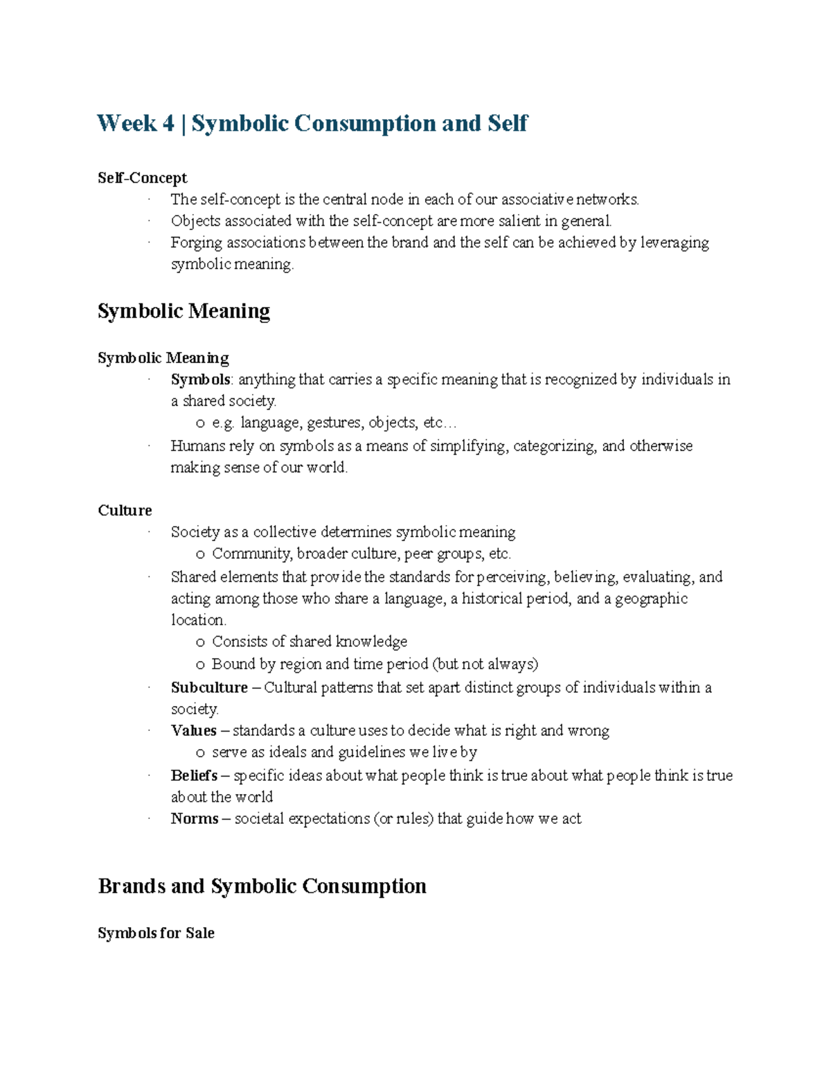 Mos4424 - Week 4 Symbolic Consumption and Self - Week 4 | Symbolic ...