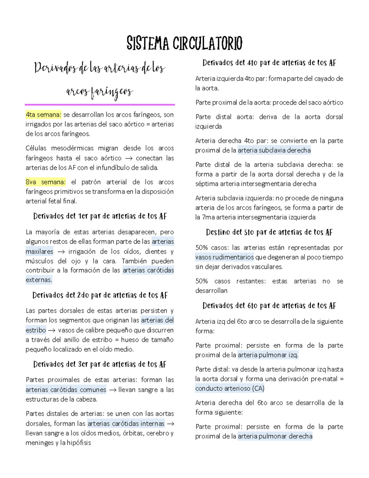 Sistema Circulatorio Embrio Resumen - Warning: TT: undefined function: 32 SISTEMA CIRCULATORIO ...