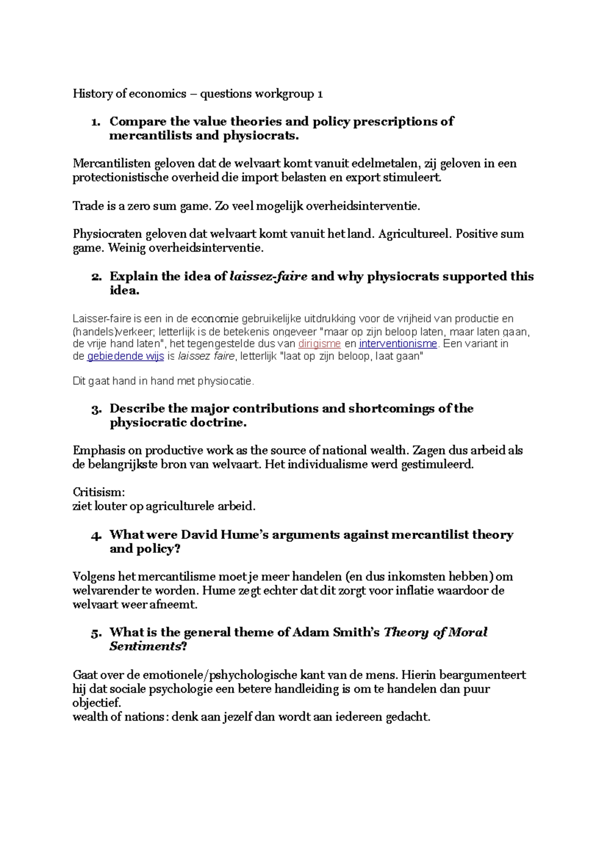 History of economics - workgroup assignments - History of economics ...