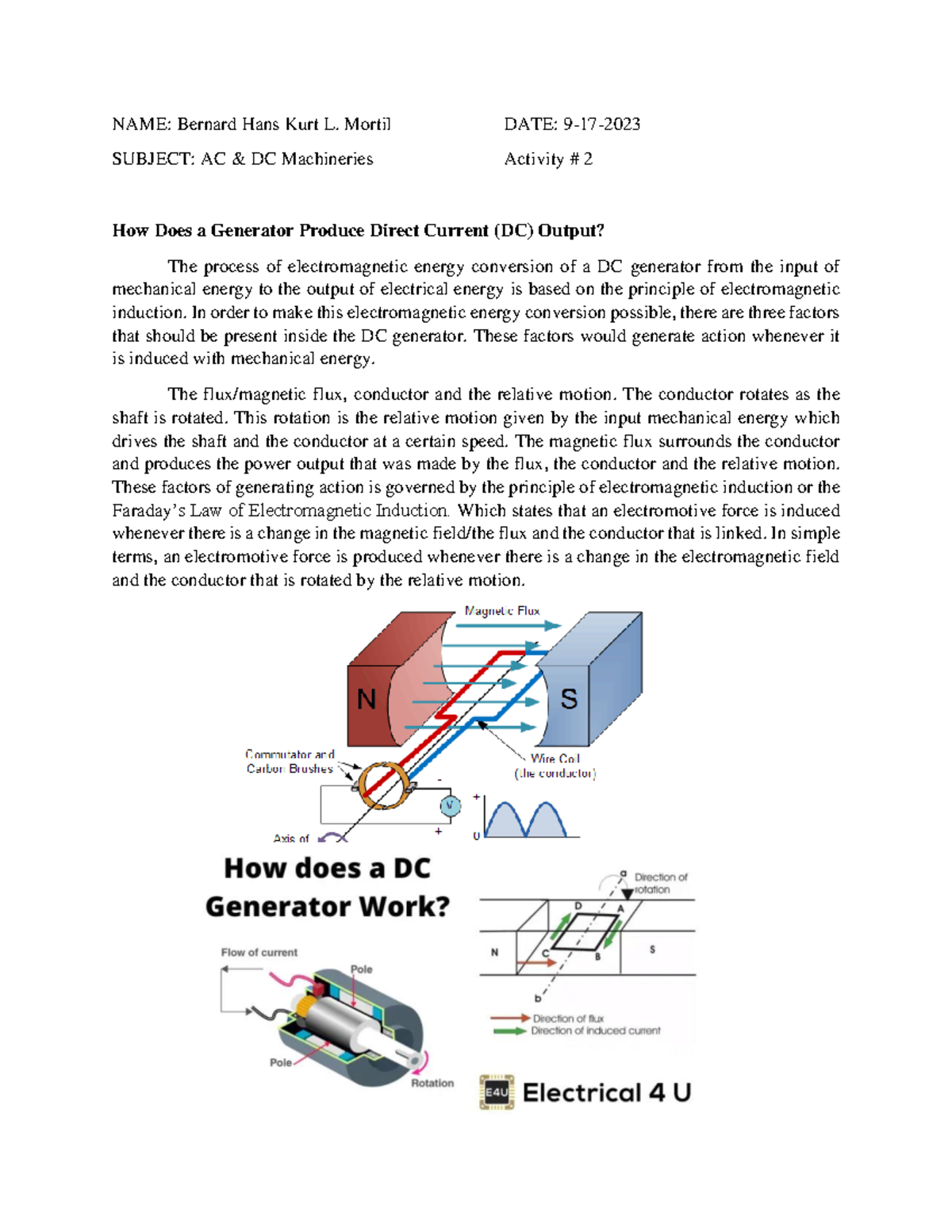 Activity 2 - wefwef - NAME: Bernard Hans Kurt L. Mortil DATE: 9- 17 ...
