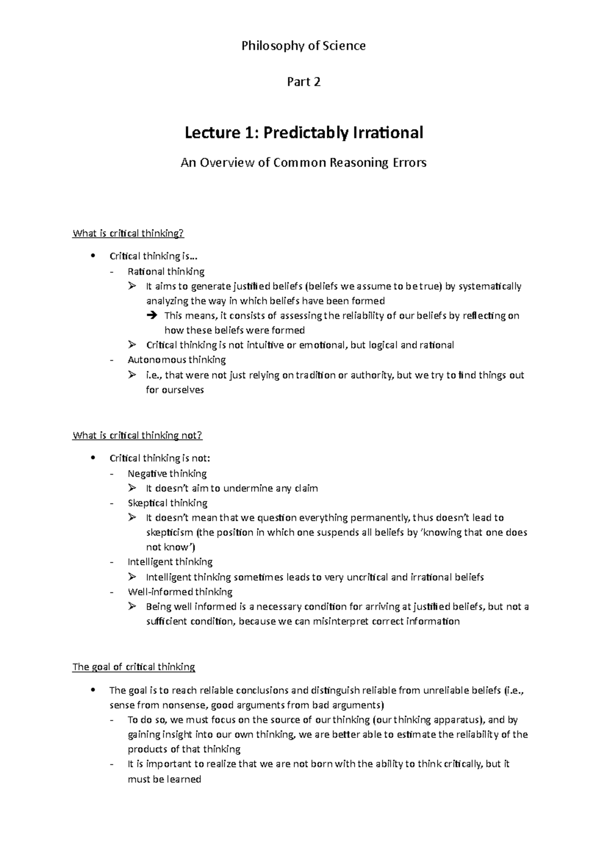 Philosophy of Science Part 2, Lecture 1 - Predictably Irrational ...