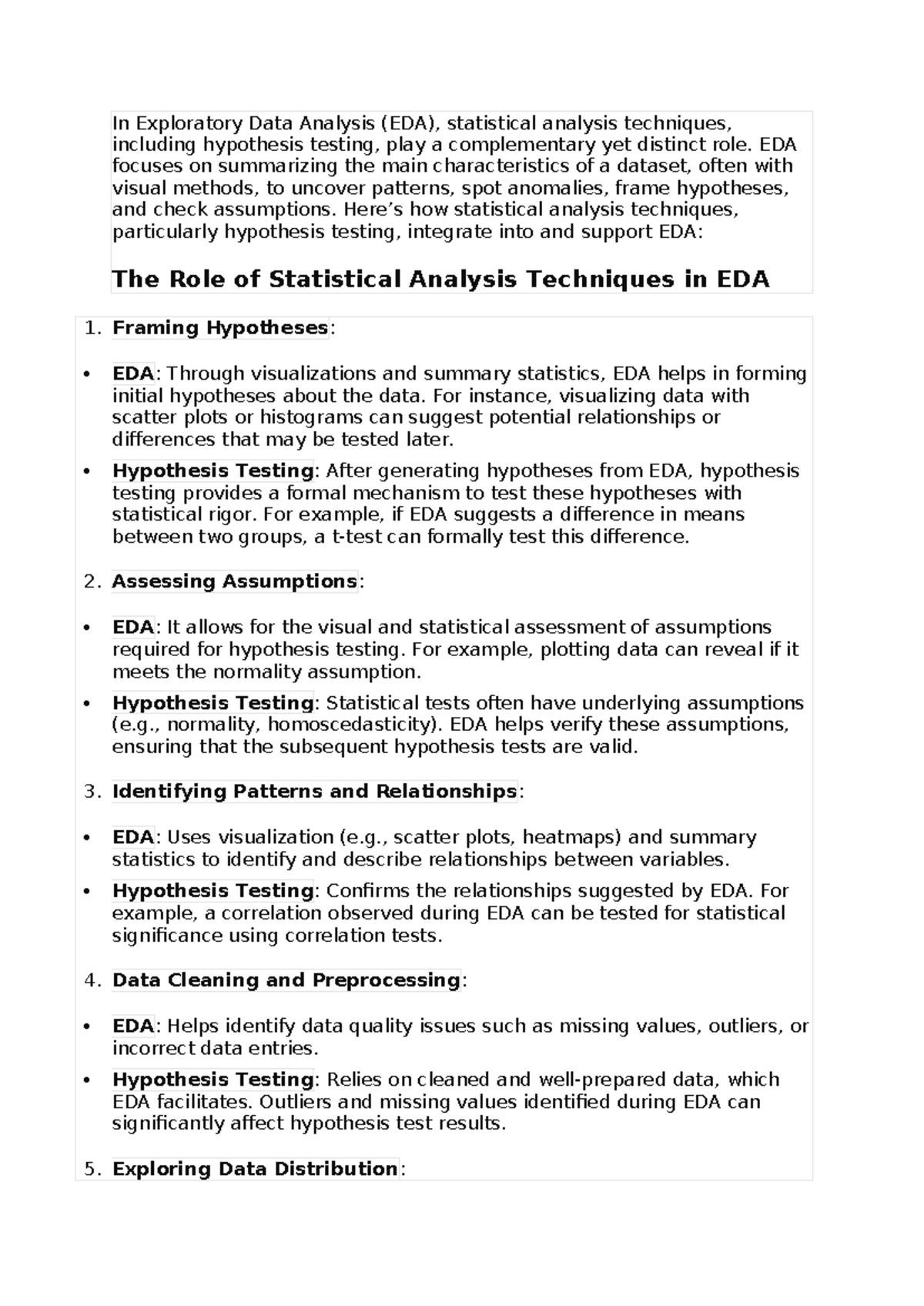 EDA1 - i have to take practical documents - In Exploratory Data Analysis (EDA), statistical ...