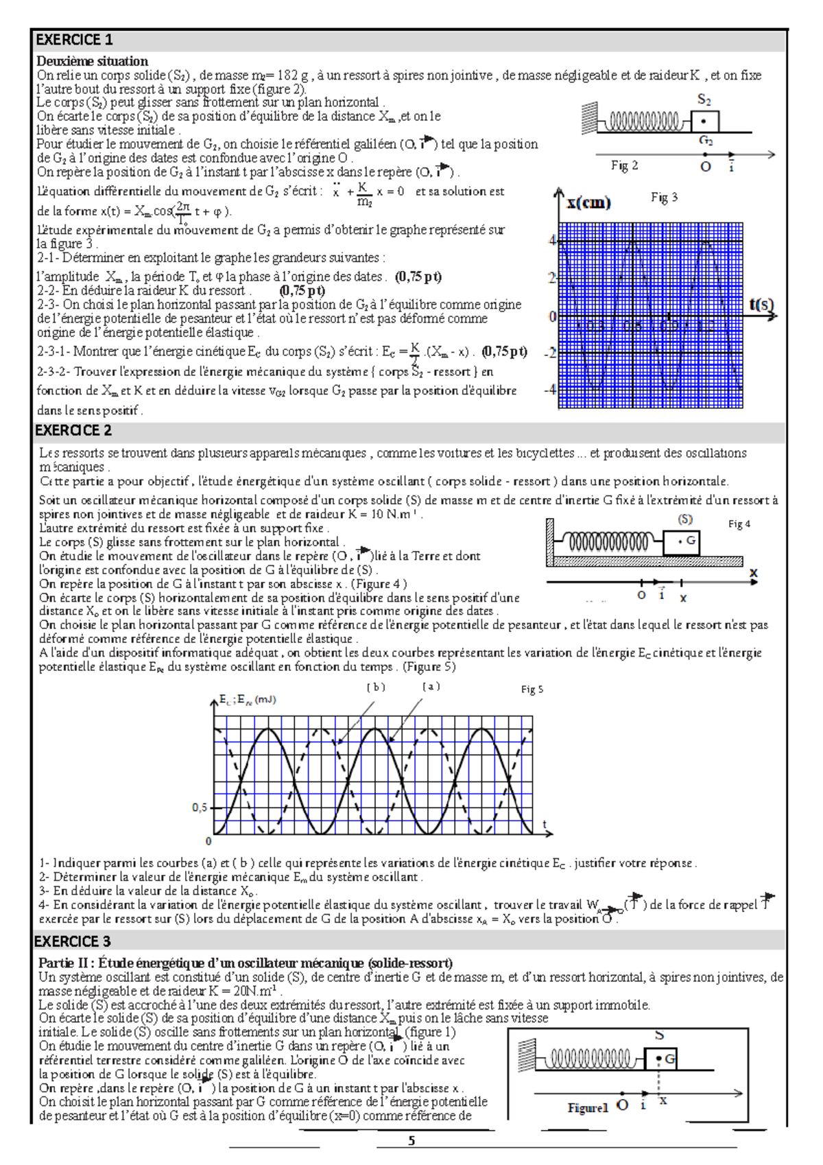 Pendule-elastique-exercices-non-corriges-1-2 - Deuxième situation On relie un corps solide (S 2 ...