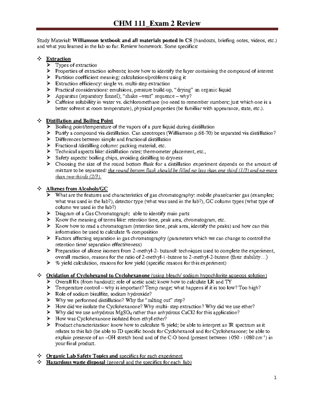 111 Exam 2 Review Fall 2023 - CHM 111_Exam 2 Review 1 Study Material ...