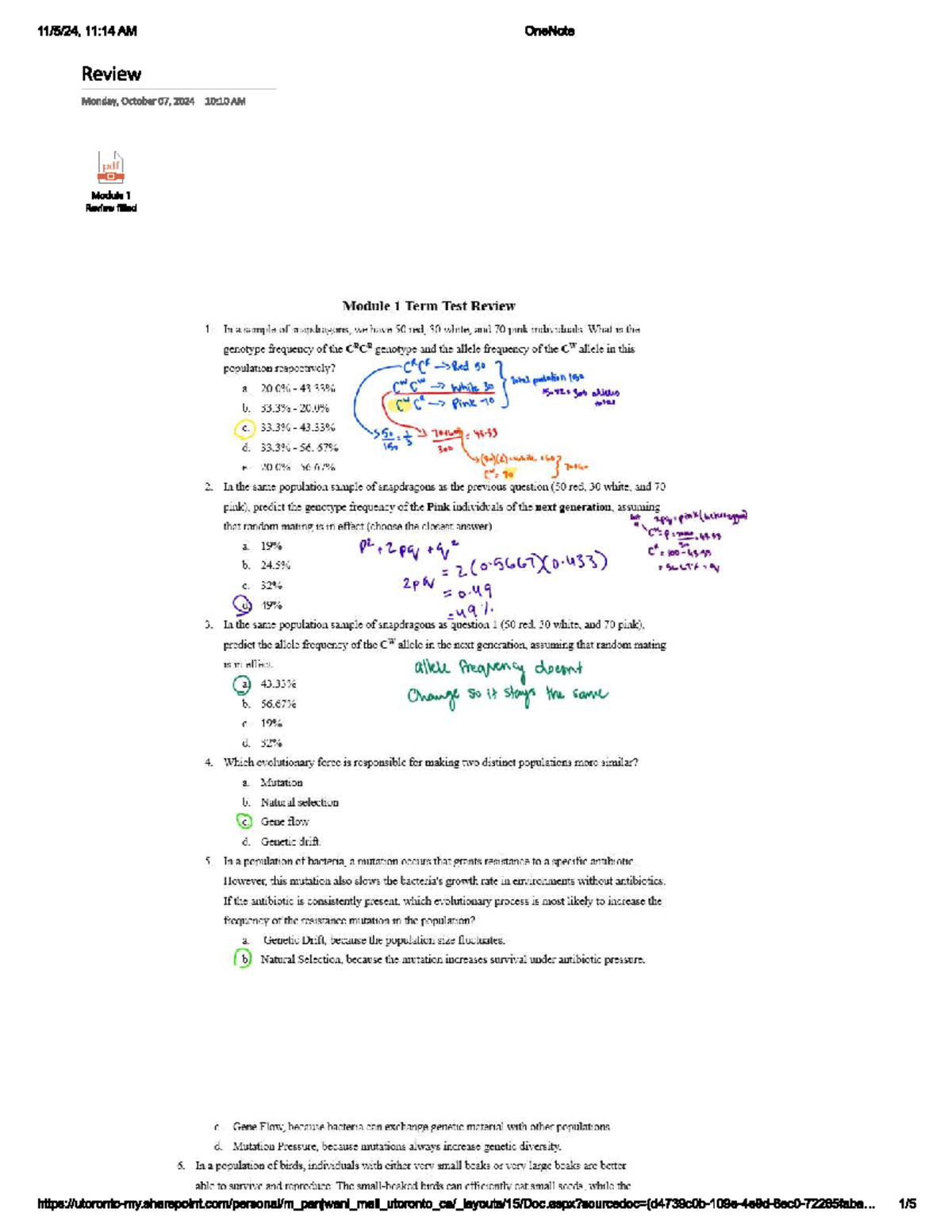 Module 1 review - 11:14 AM OneNote Review Monday, October 07, 2024 10: ...