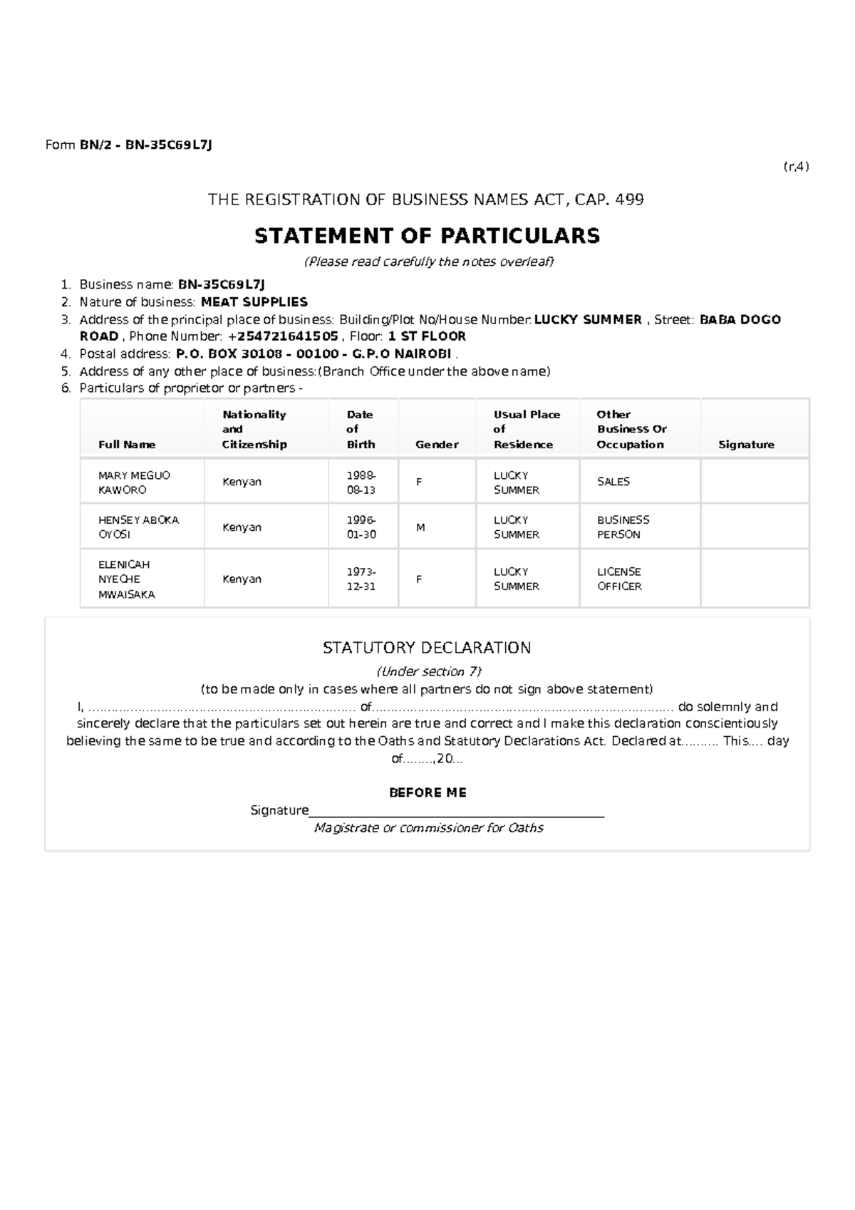 BN-35C69L7J-BN-2HH - THE REGISTRATION OF BUSINESS NAMES ACT, CAP. 499 ...