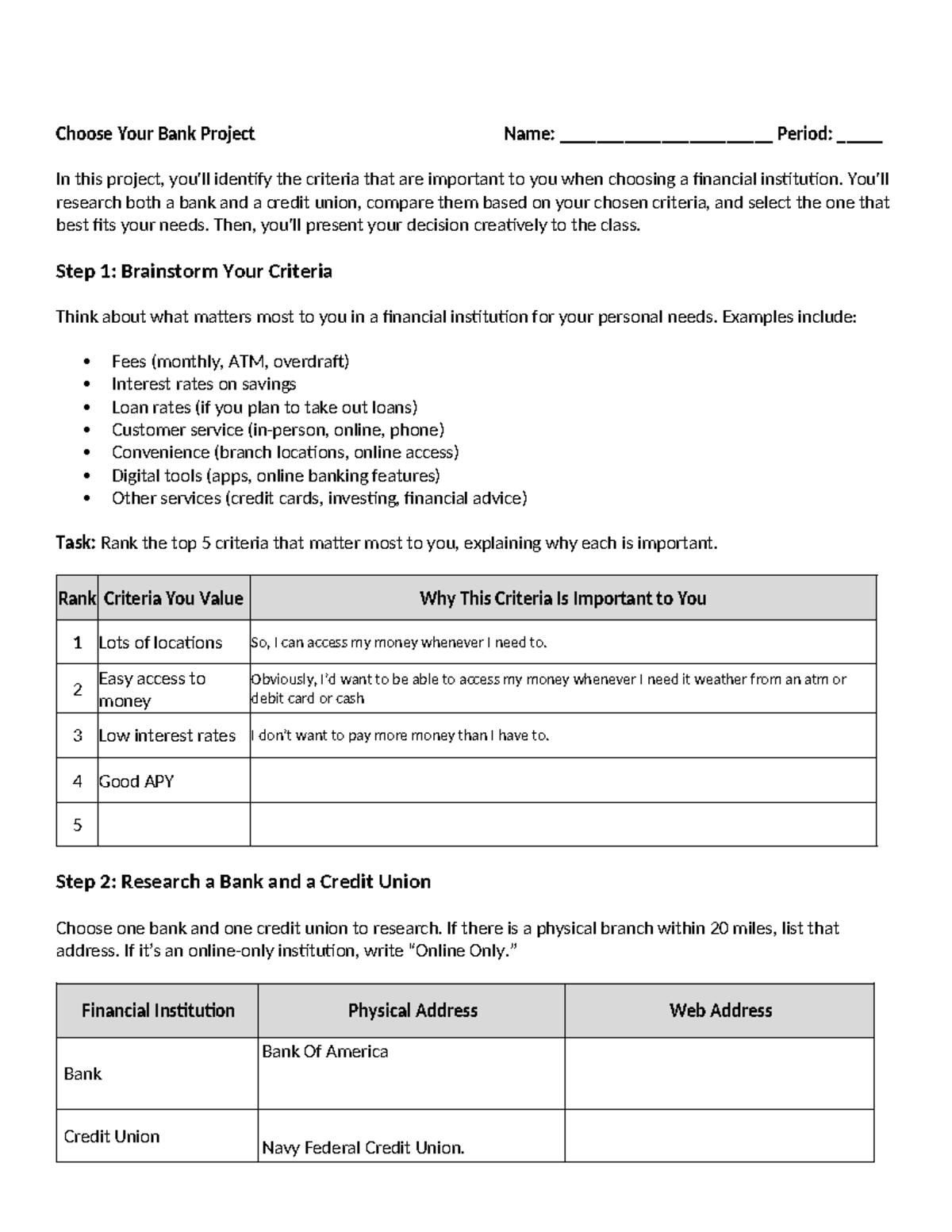 Project 3 - Choose Your Bank - Choose Your Bank Project Name ...