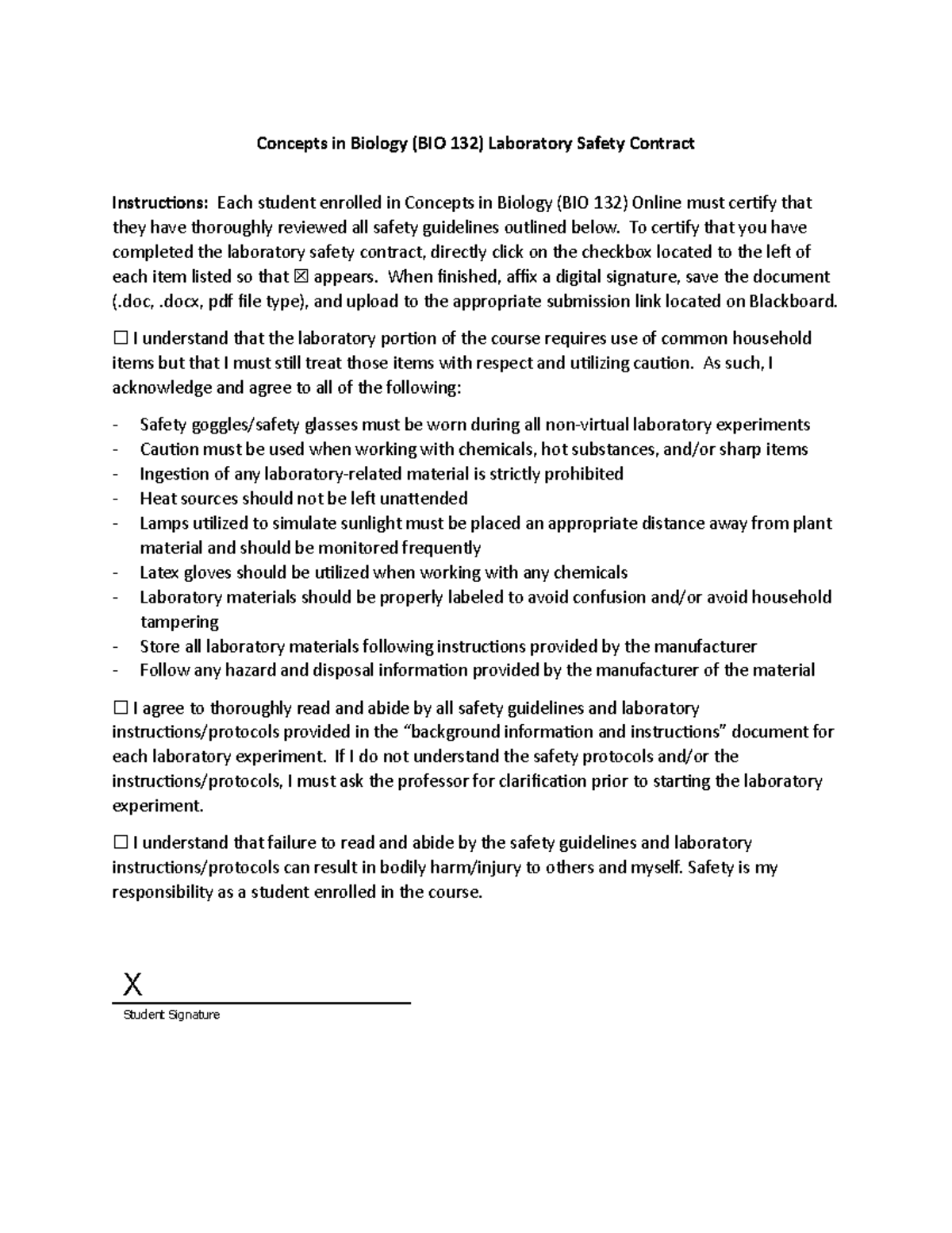 Concepts in Biology Safety Contract SU21(1) - Concepts in Biology (BIO ...