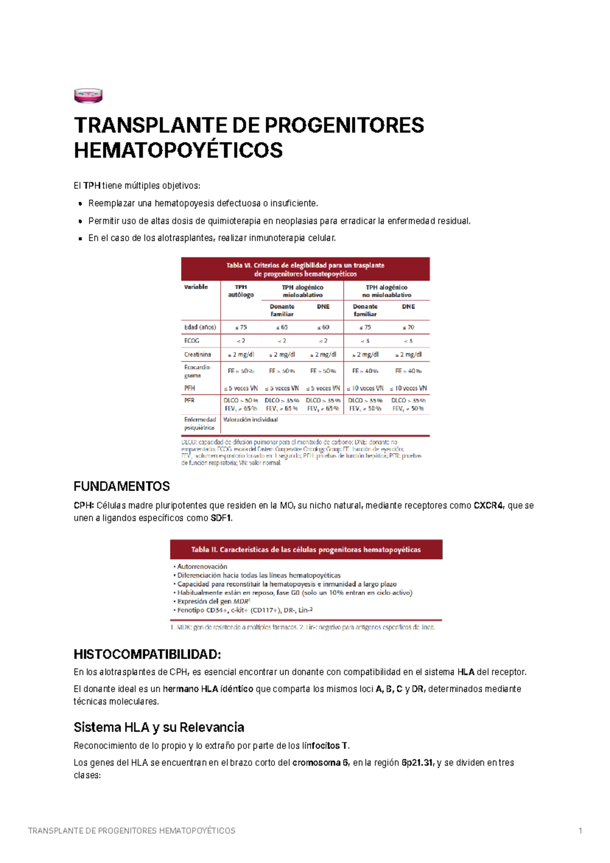 Transplante DE Progenitores Hematopoyeticos - 🧫 TRANSPLANTE DE ...