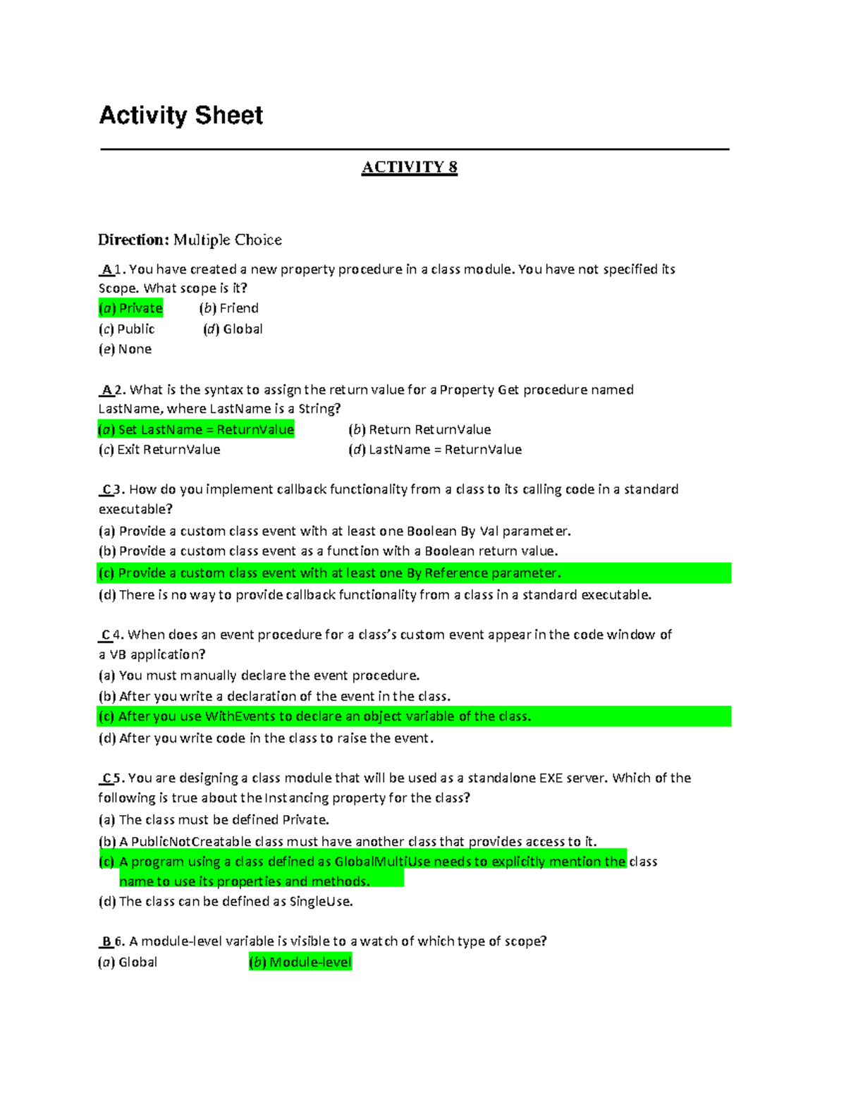 Activity 8 Comprog - NONE - Activity Sheet ACTIVITY 8 Direction ...