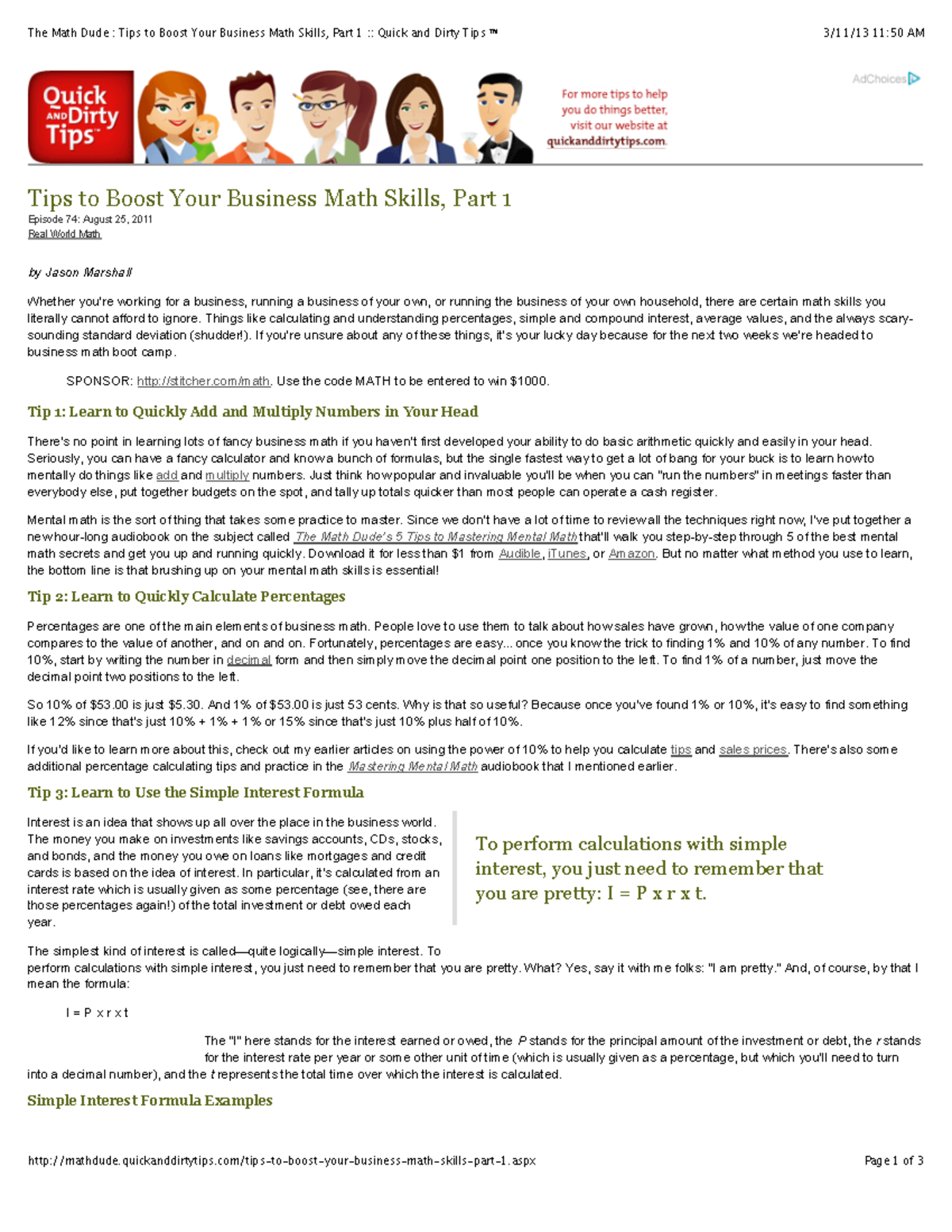 136602683 The Math Dude Tips to Boost Your Business Math Skills Part 1 ...