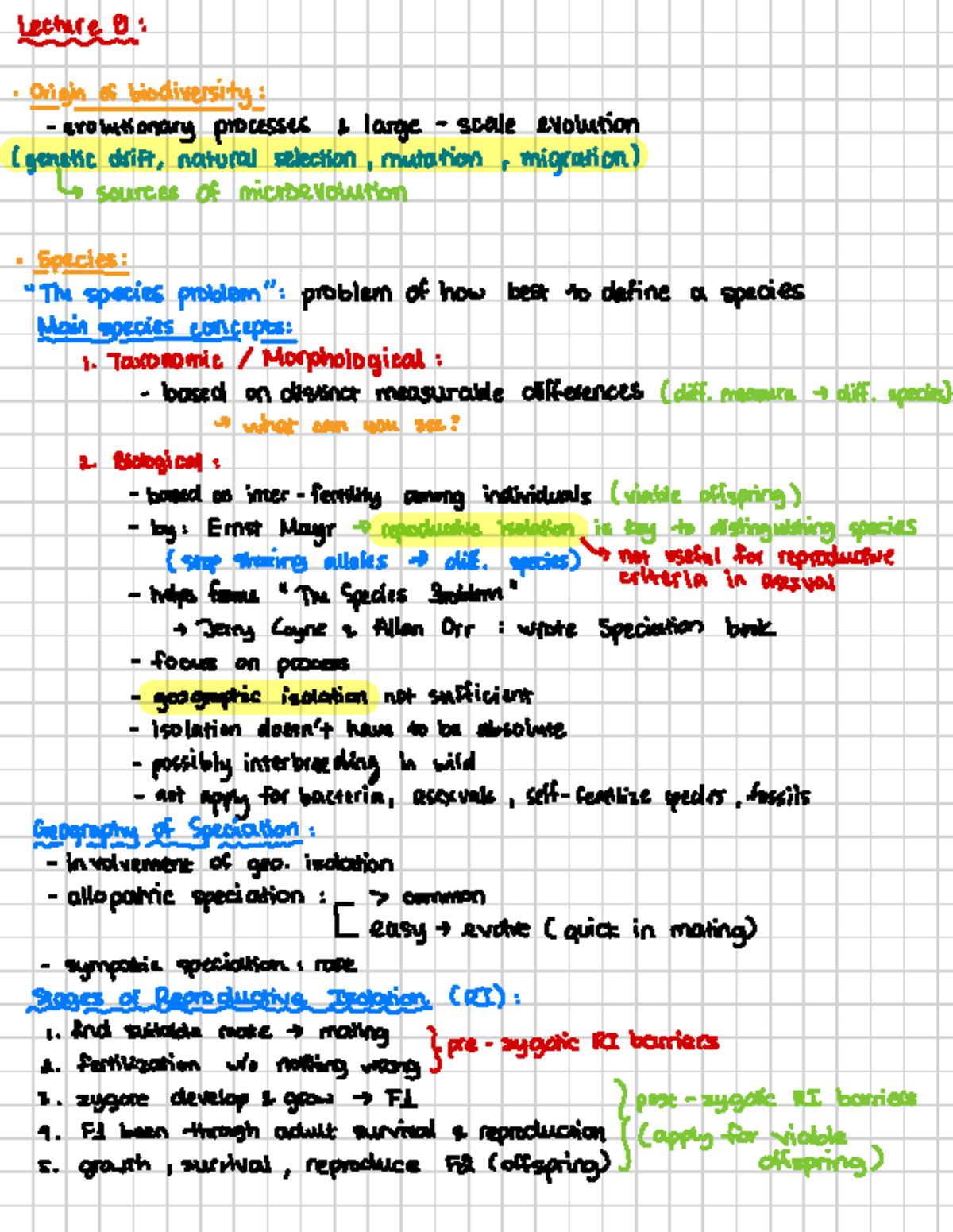 Lecture 9 part 1 - &e 9 : · Origin of biodiversity: - evolutionary processes a large-scale - Studocu