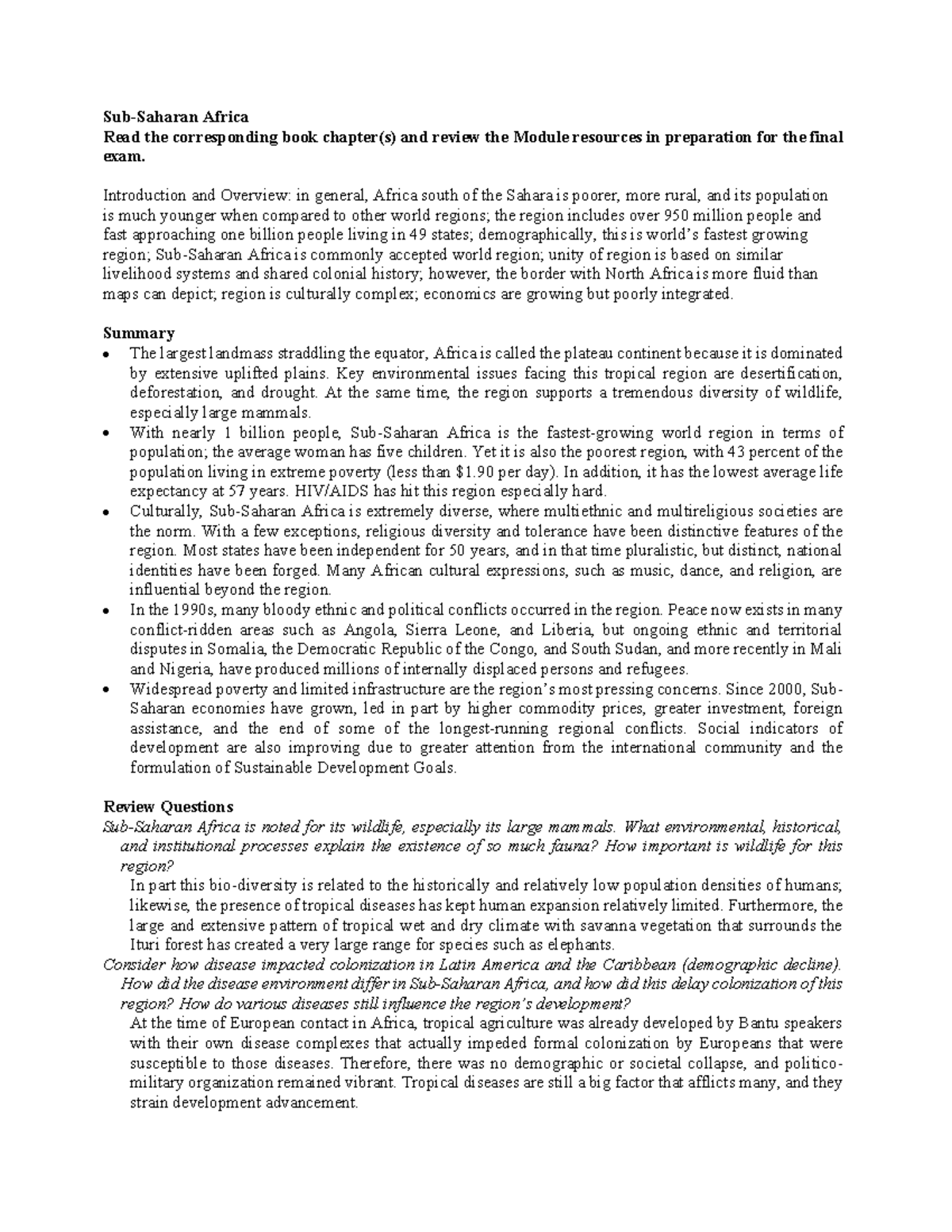 Sub-Saharan+Africa+intro+and+wrap+up - Sub-Saharan Africa Read the ...