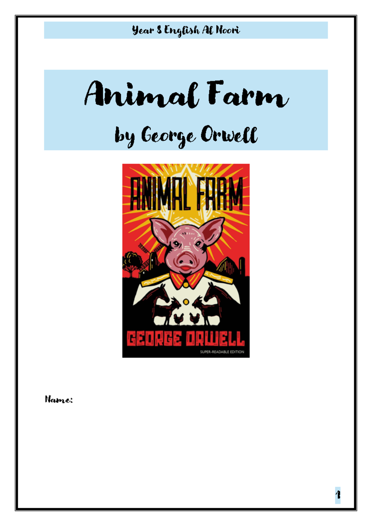 Animal farm - notes - Animal Farm by George Orwell Name: Key Words Key ...