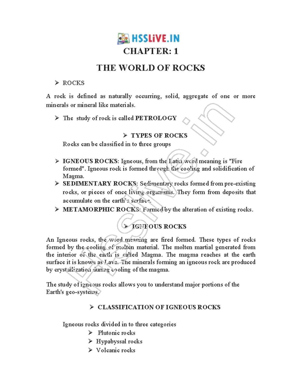 -geology-the-world-of-rocks-, with questions and answers - CHAPTER: 1 ...