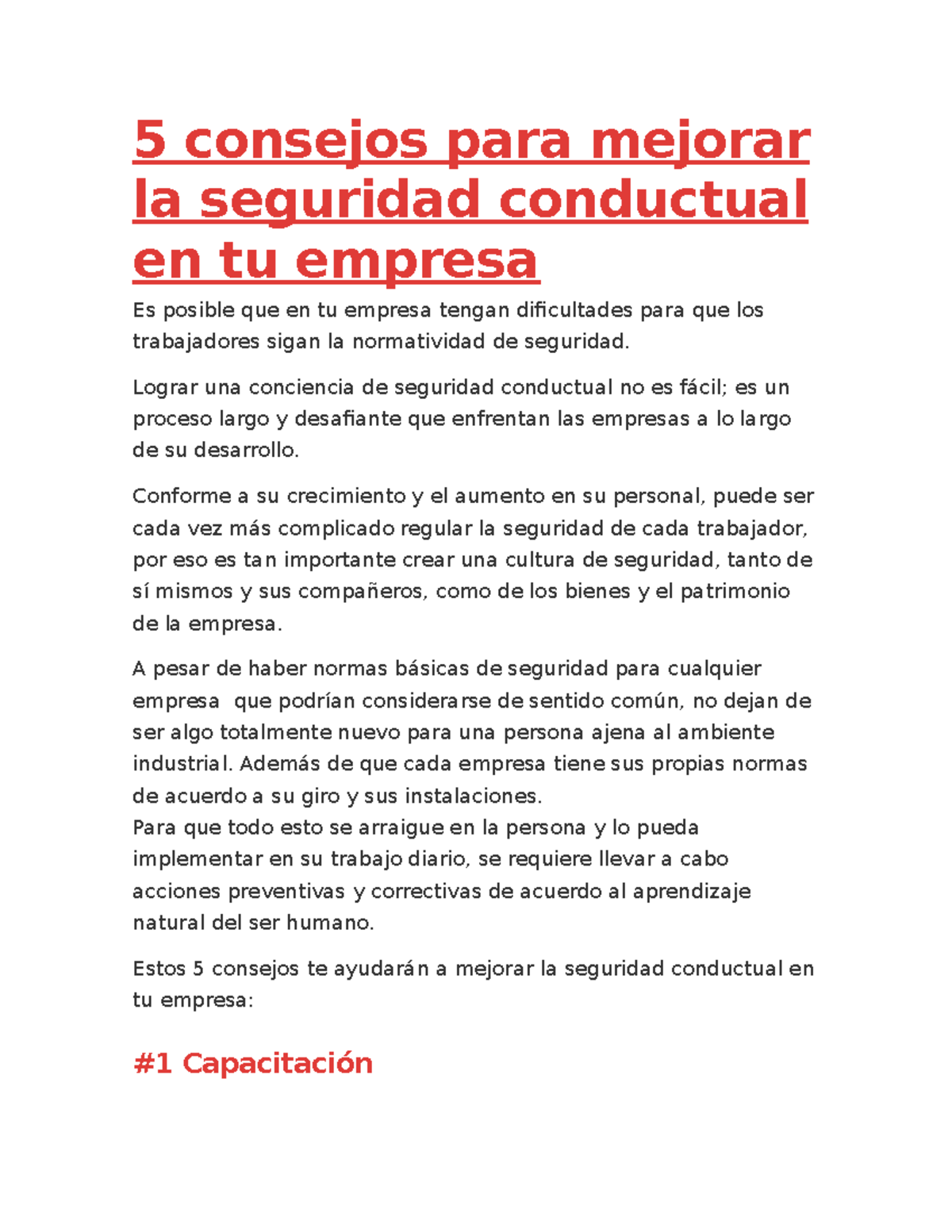 5 consejos para mejorar la seguridad conductual en tu empresa - 5 ...