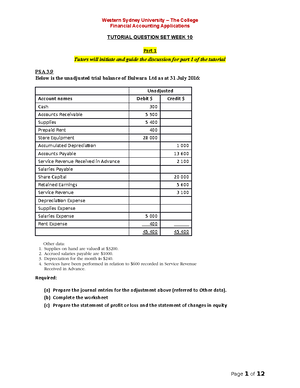 FAA Week 2 Tutorial Questions updated - Western Sydney University – The ...