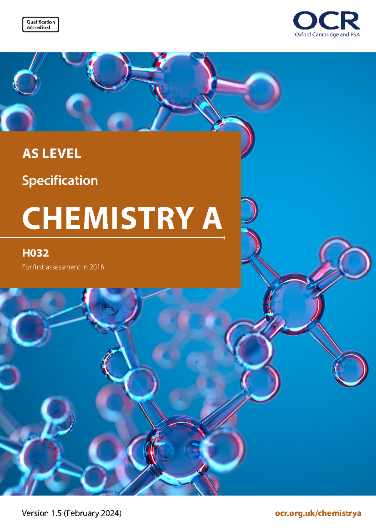 171750 specification accredited as level gce chemistry a h032 - ocr.org ...