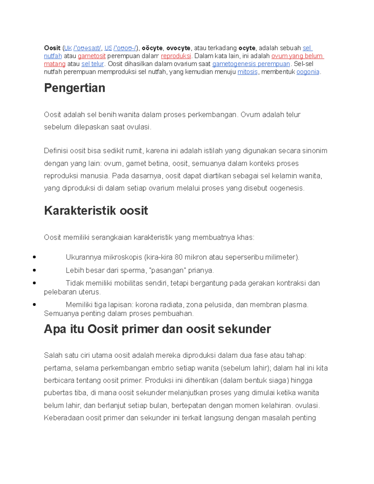 Pengertian Definisi Oosit - Oosit (UK / oˈ ʊ əsa t/ ɪ , US / oˈ ʊ ʊ o ...