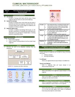 BACT LEC Complete - Side notes for bacteriology - Introduction to ...