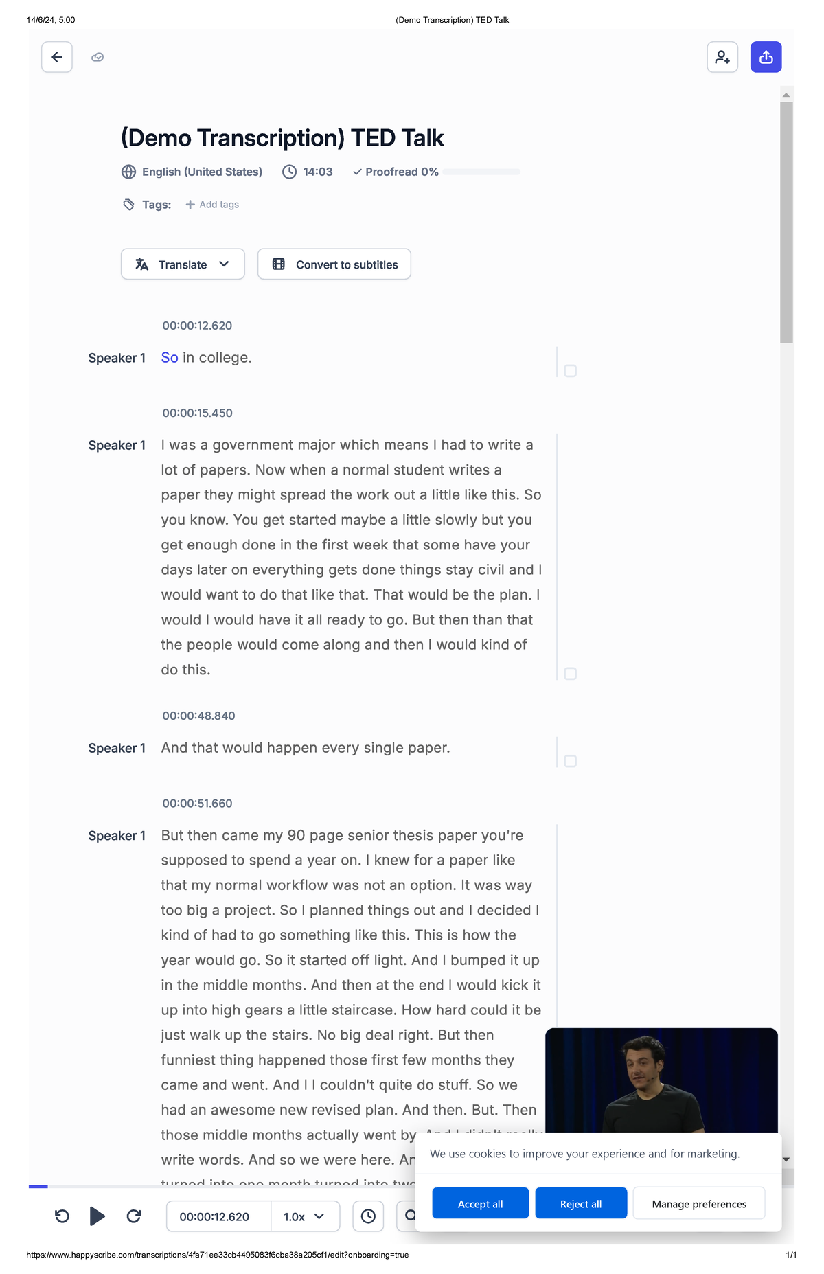 (Demo Transcription) TED Talk - 00 00 12. Demo Transcription) TED Talk ...