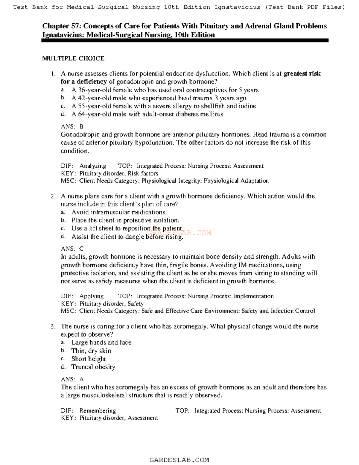 Chapter 57 notes - G R A D E S L A B. C O M Chapter 57: Concepts of ...