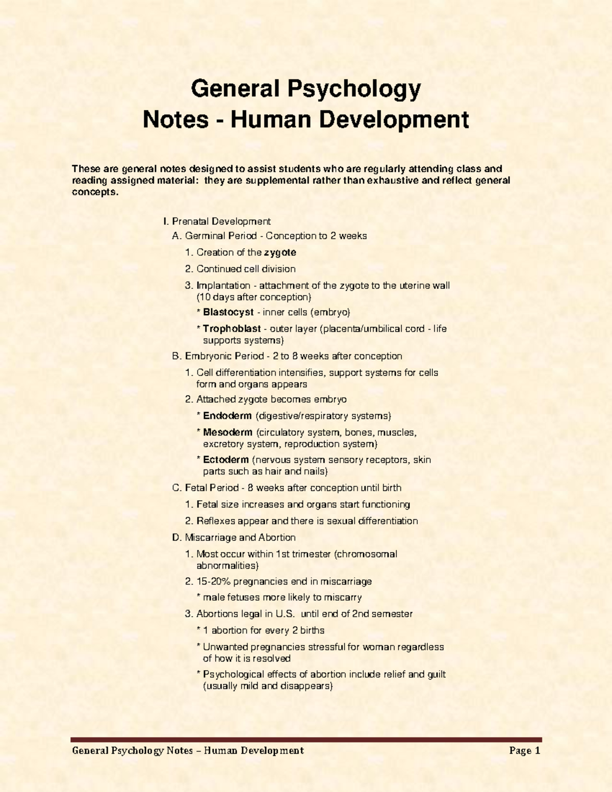 Human development - General Psychology Notes - Human Development These ...