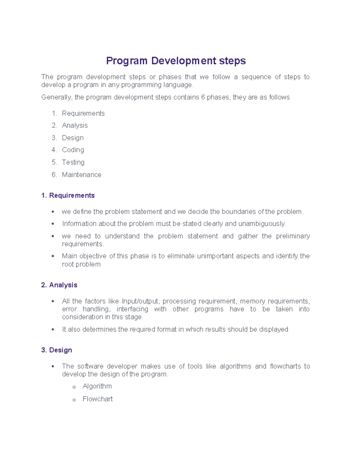 Programming Notes Comp 3 Lec Notes Program Development Steps The Program Development Steps