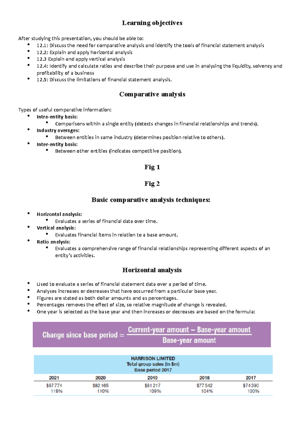 Financial statements analysis - Comparative analysis Types of useful ...