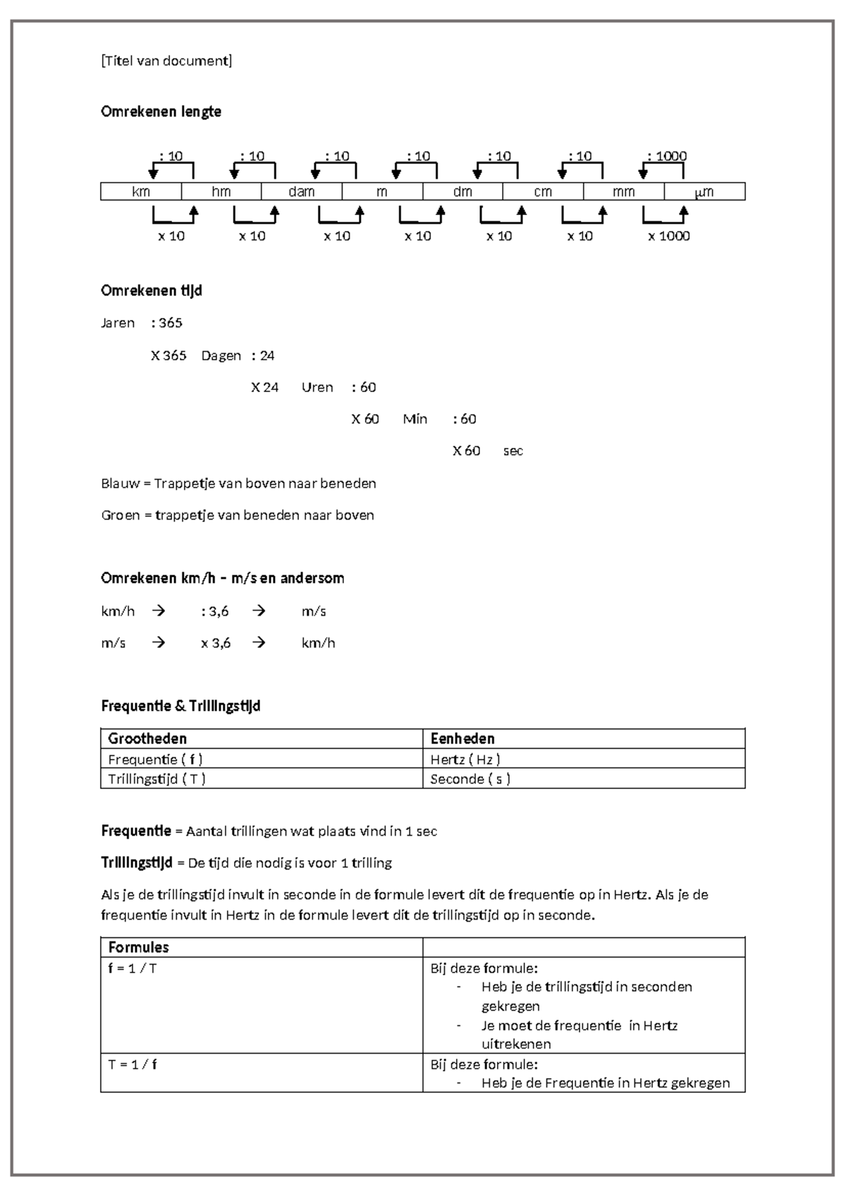 Extra uitleg paragraaf natuurkunde - [Titel van document] Omrekenen ...