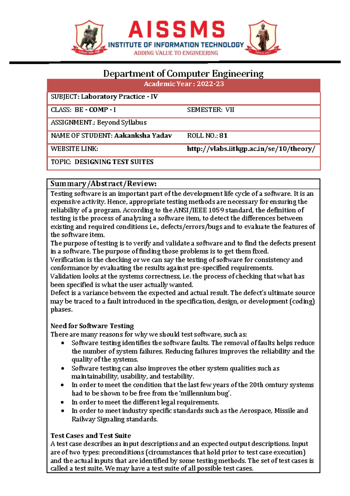 Beyond Syllabus BE - Department of Computer Engineering Academic Year ...