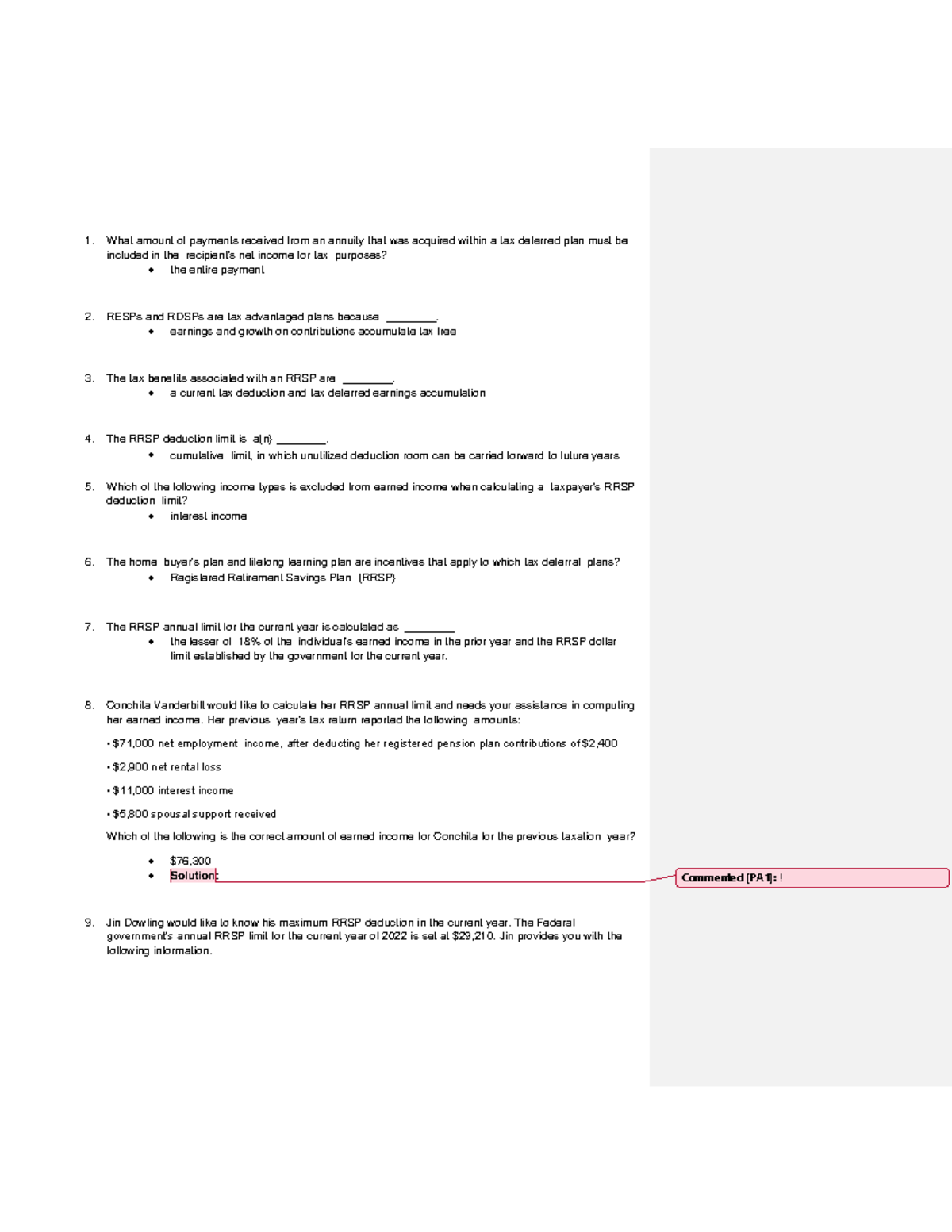 CH10 - Self Study Practice - What amount of payments received from an annuity that was acquired ...