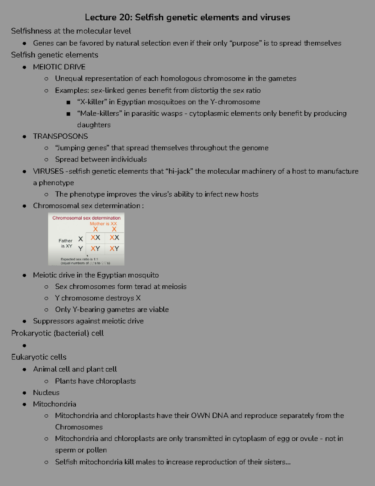 Lecture 20 Selfish genetic elements and viruses - BIOL 1001 - the U of ...