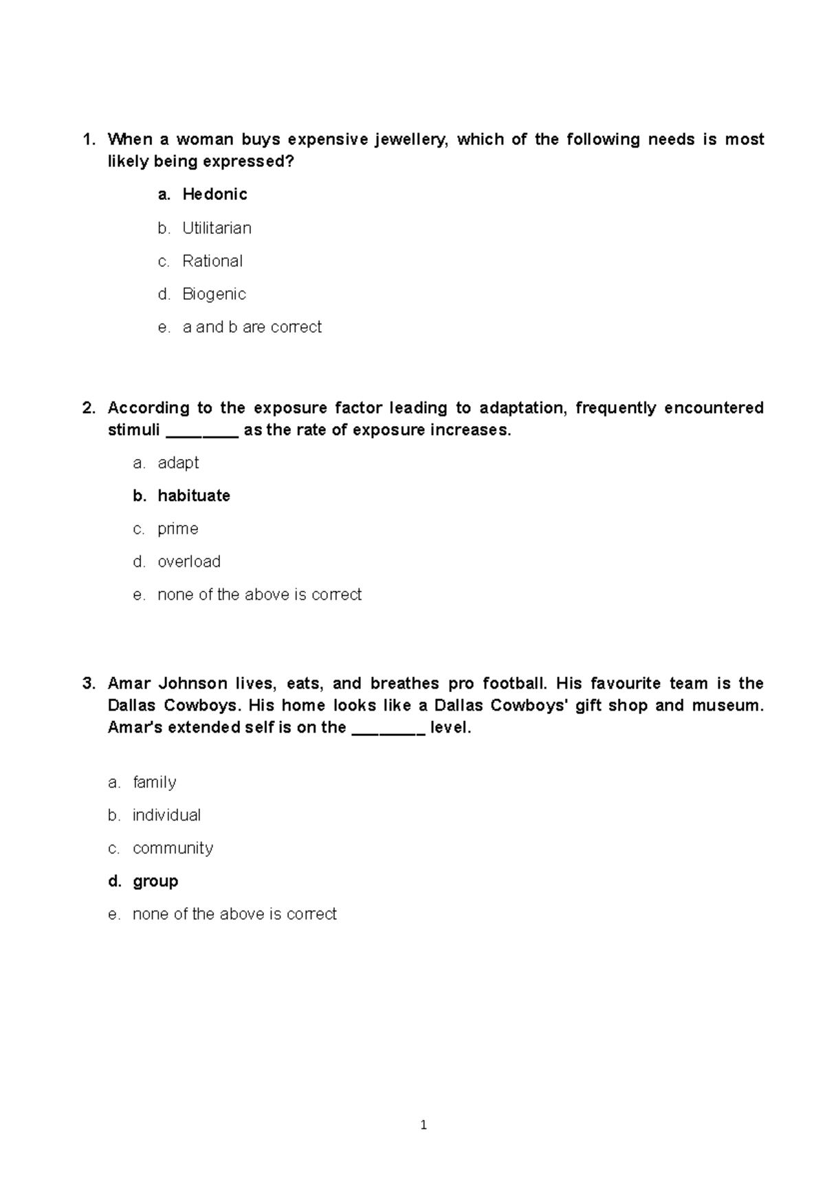 Practice MCQ - answers - When a woman buys expensive jewellery, which ...