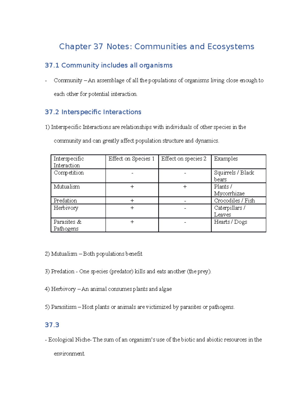 Biology Chapter 37 Notes - Chapter 37 Notes: Communities and Ecosystems ...