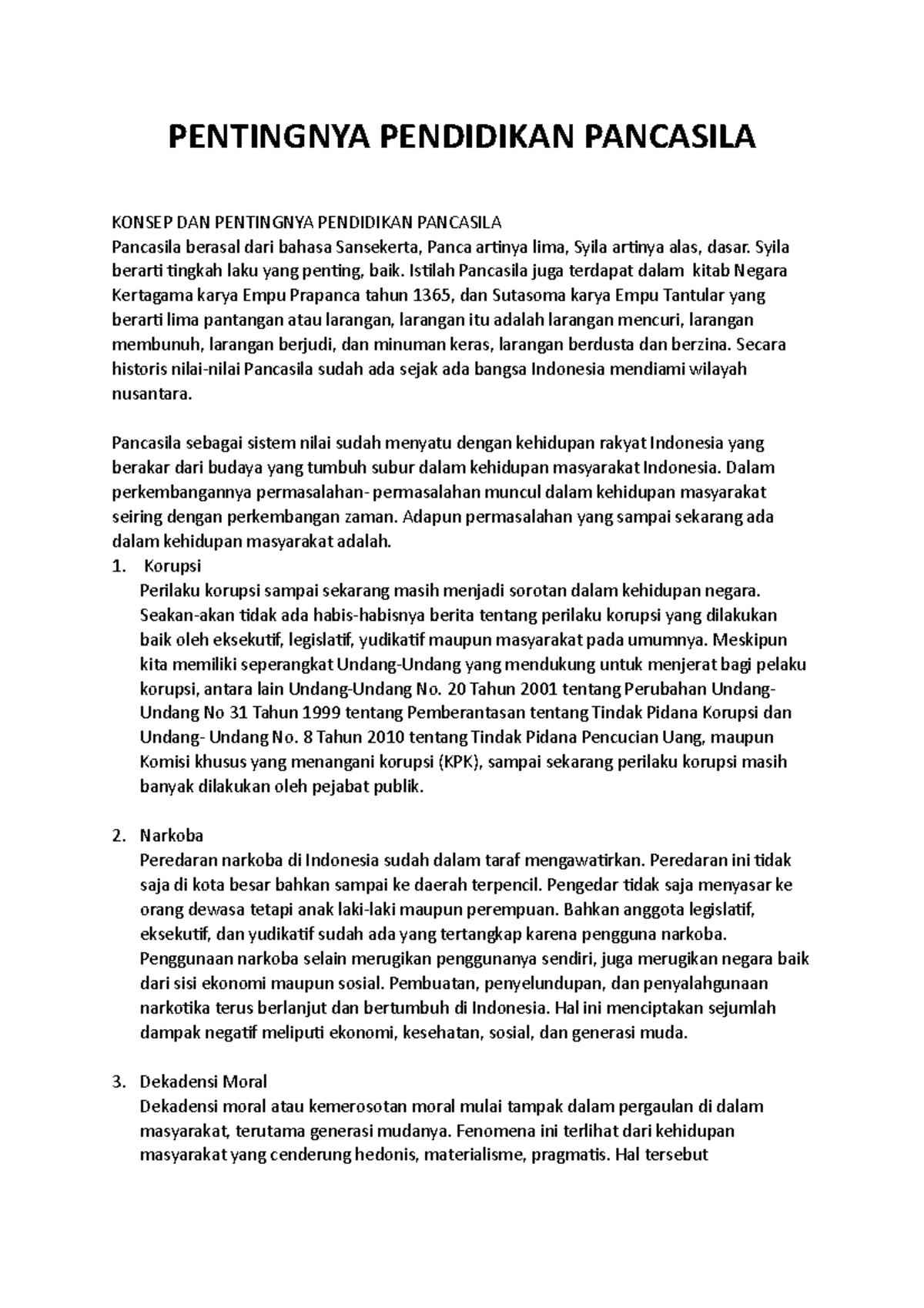 Pentingnya Pendidikan Pancasila - PENTINGNYA PENDIDIKAN PANCASILA ...
