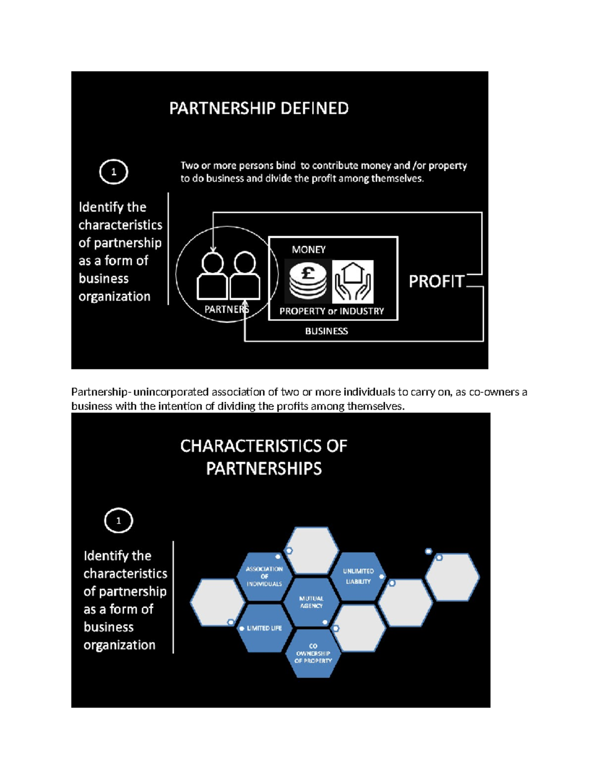 Partnership - notes - Partnership- unincorporated association of two or ...