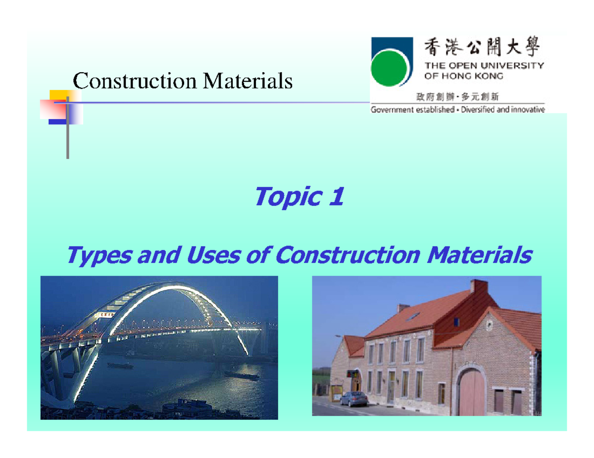Lecture 2 notes - Construction Materials 5 - Studocu