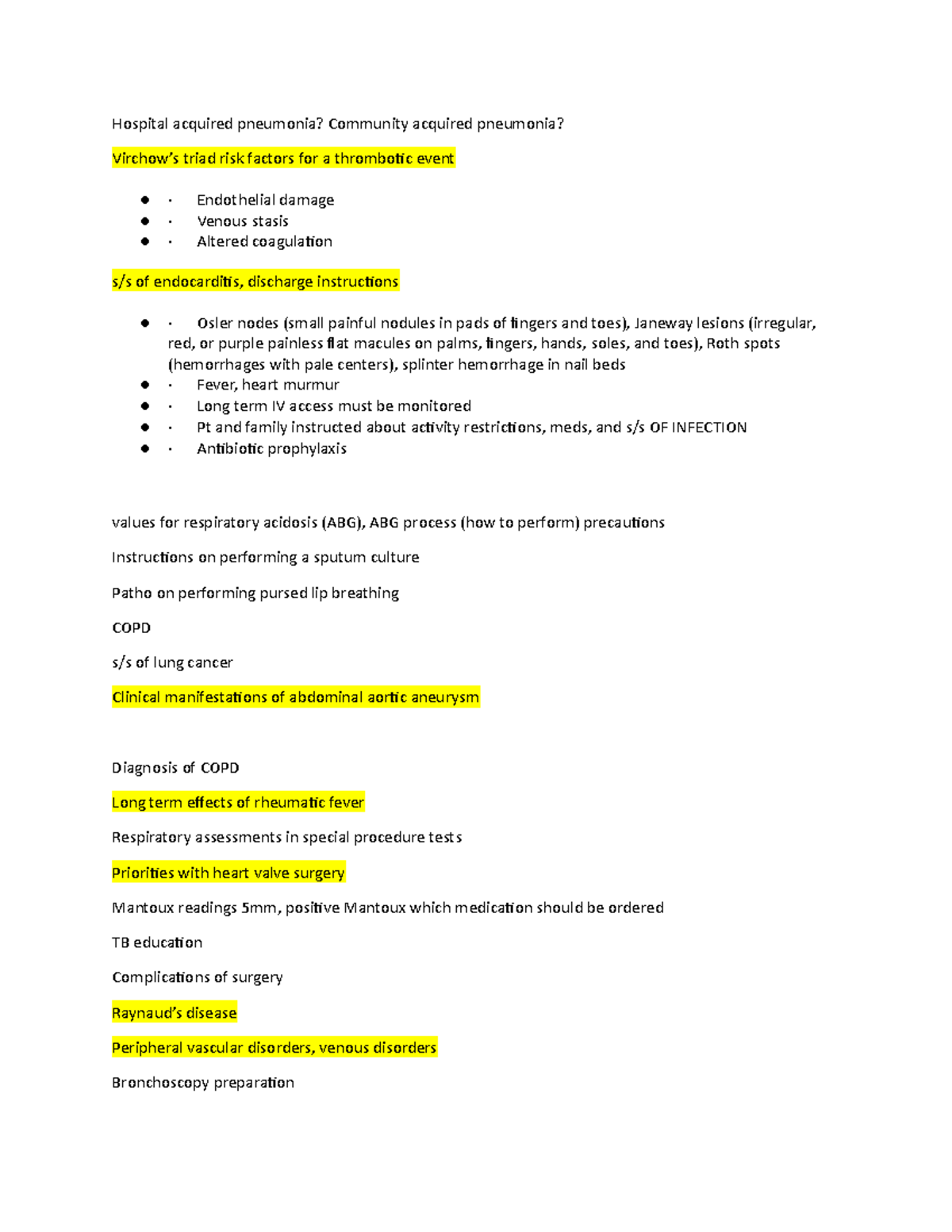 NUR4110 Exam 2 Review - Hospital acquired pneumonia? Community acquired ...