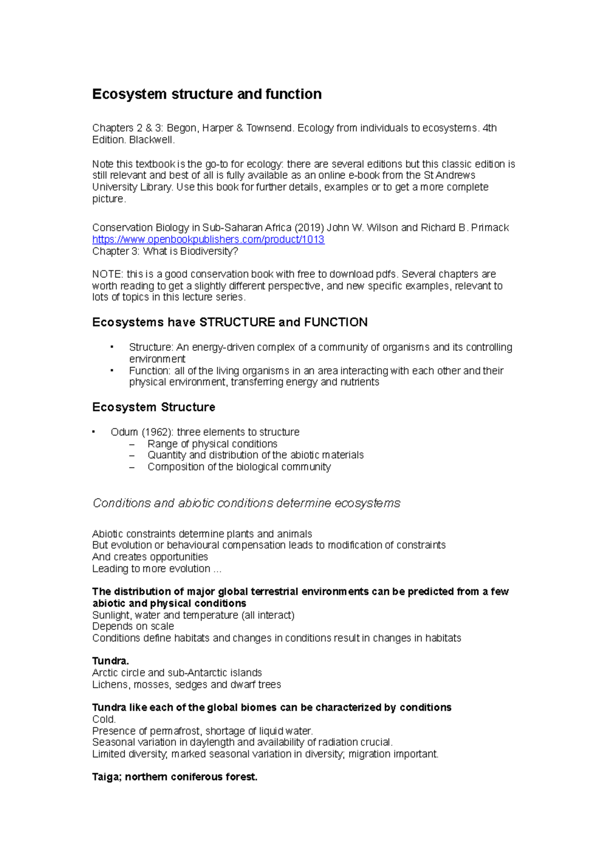 10 11 Ecosystem structure and function Notes - Ecosystem structure and ...