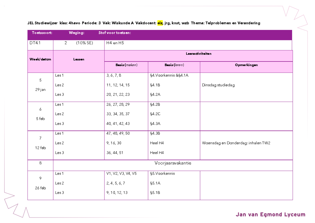 Sw H4 wis A p3 2324 4 - Wiskunde werkboek - JEL Studiewijzer klas ...