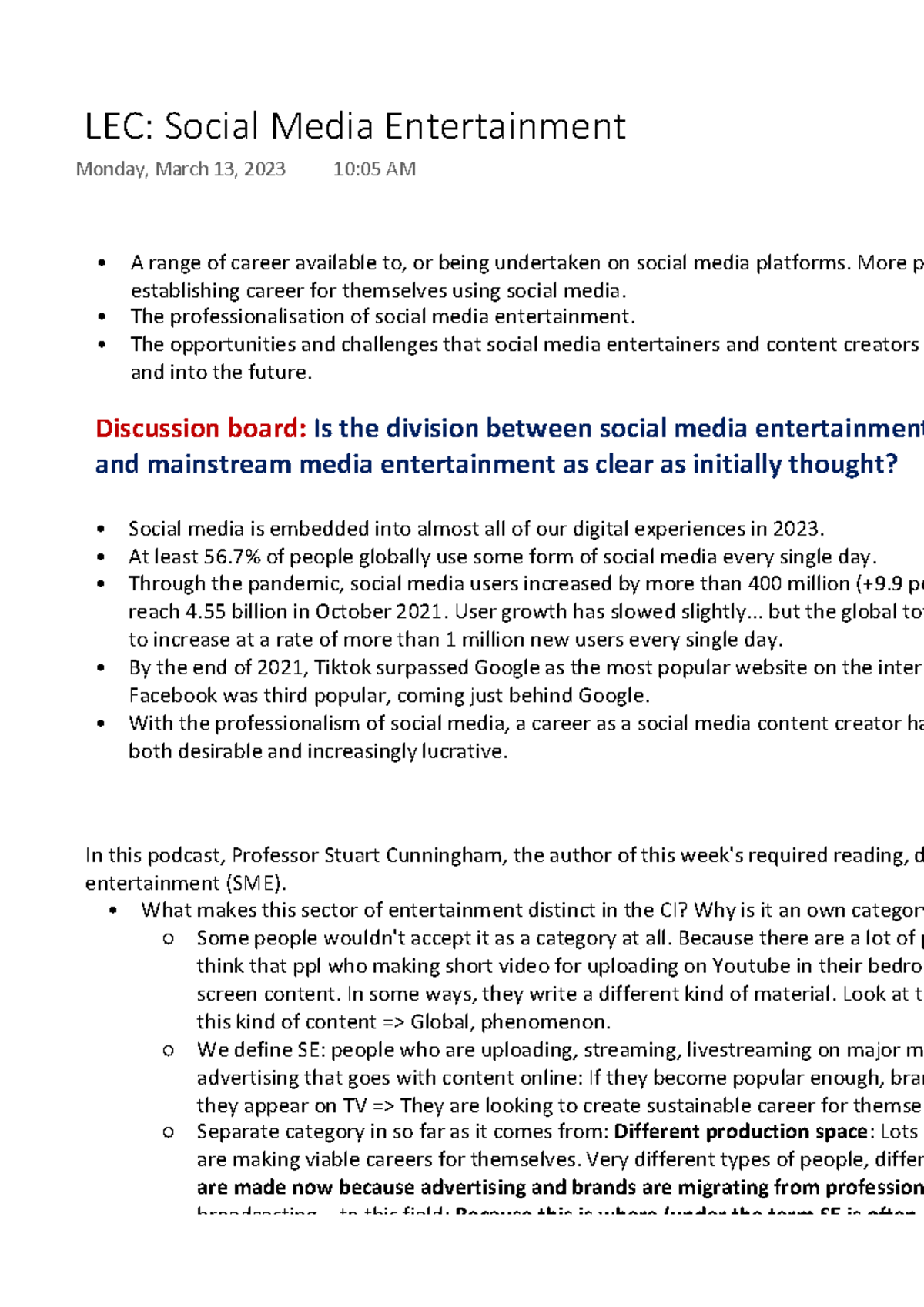 LEC Social Media Entertainment - A range of career available to, or ...