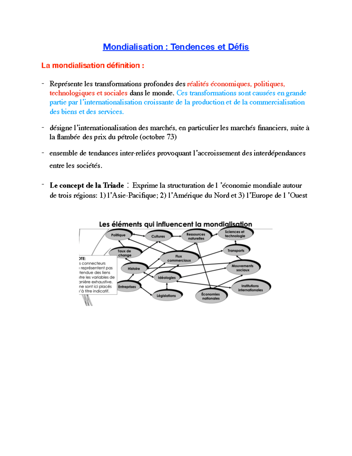 Fiche cours 2 - Mondialisation : Tendences et Défis La mondialisation ...
