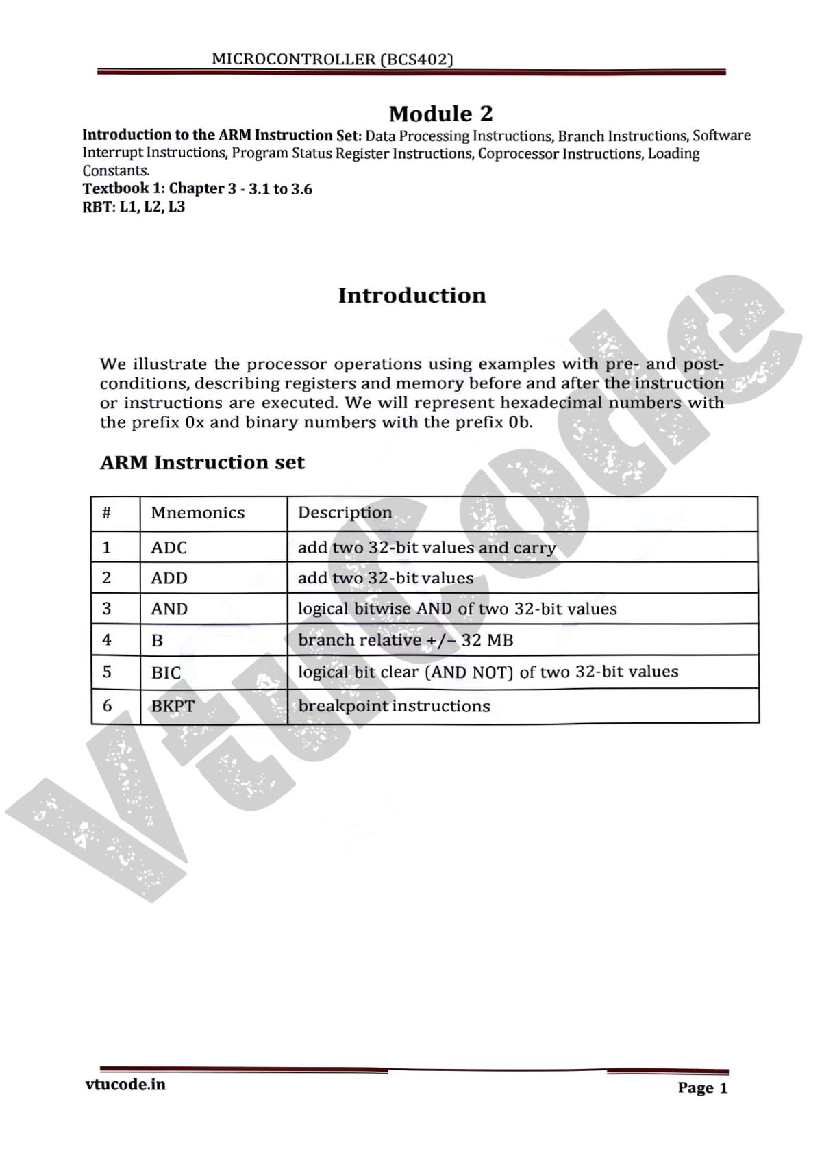 @vtucode - easy notes - MICROCONTROLLER (BCS402) Module 2 Introduction ...