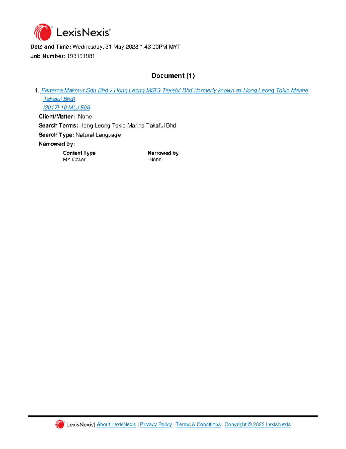 Pertama Makmur Sdn Bhd v Hong Leong MSIG Takaful Bhd (f - The plaintiff ...