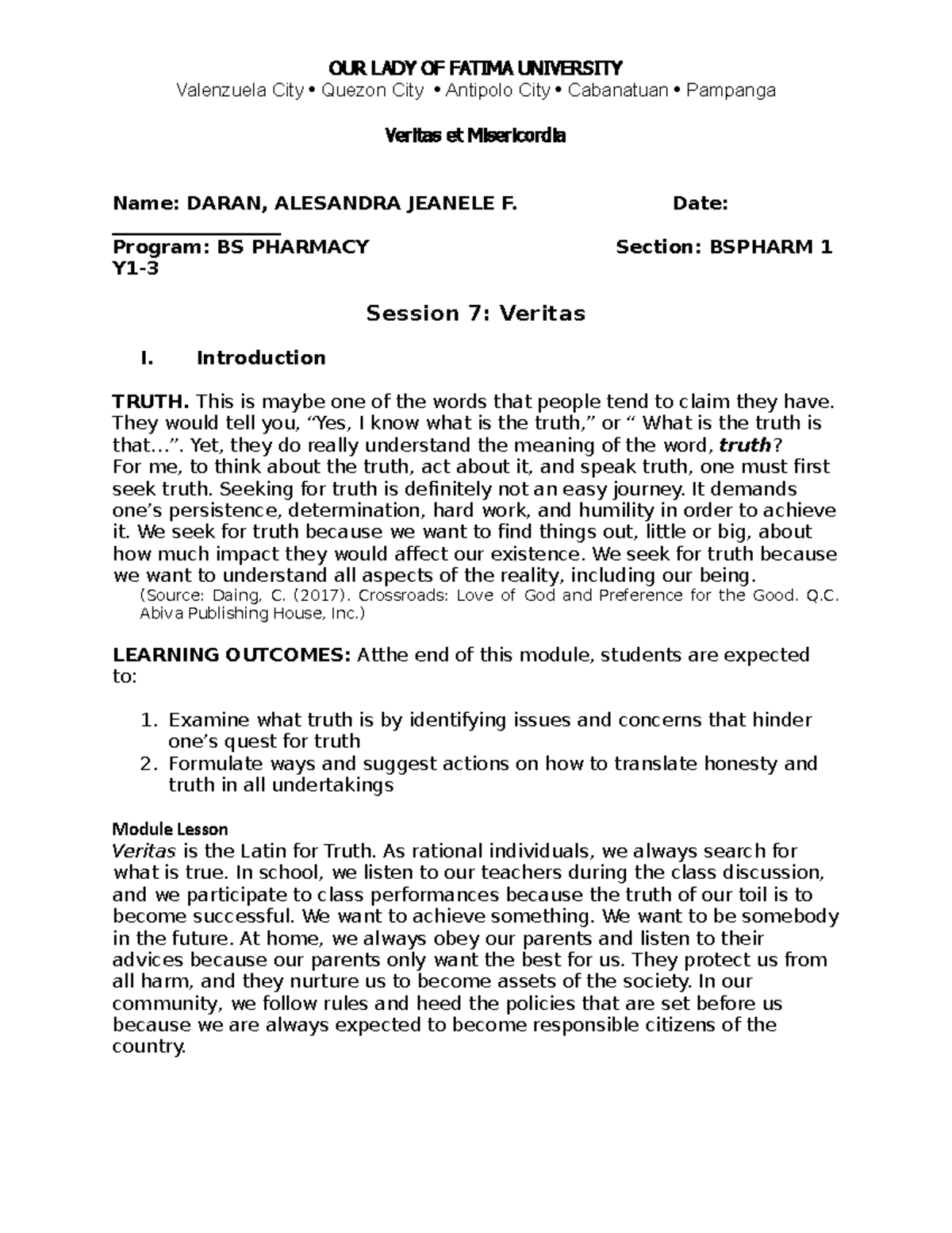 Session 7-Veritas- Truth-1 - Valenzuela City • Quezon City • Antipolo ...