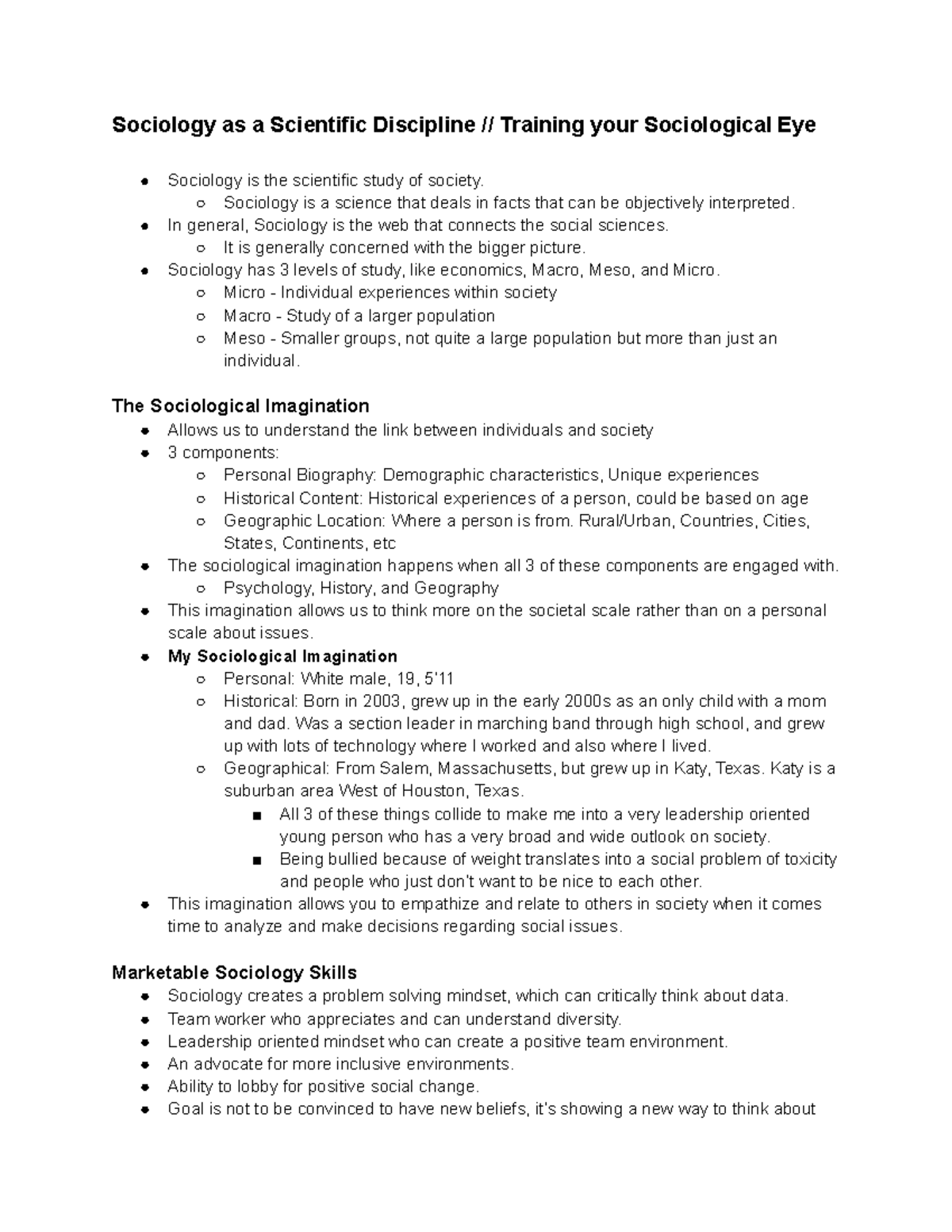 001 Sociology as a Scientific Discipline Training your Sociological Eye ...