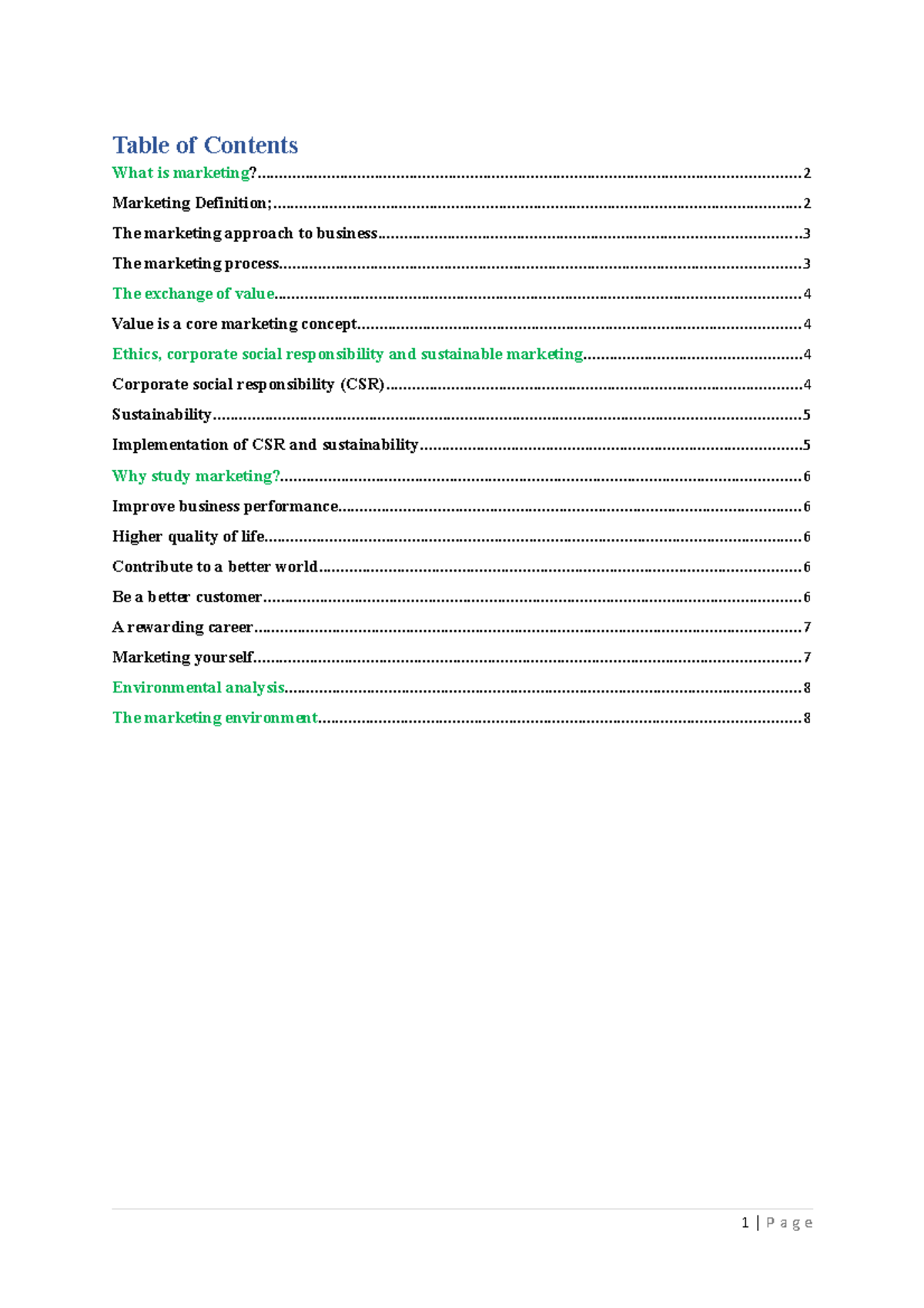 Marketing notes - Summary MARK 101 - Table of Contents What is - Studocu